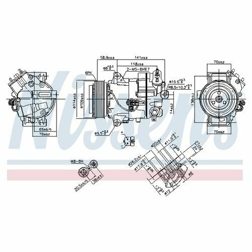 Компрессор кондиционера Nissens 890263 для Opel Astra, Meriva, Zafira