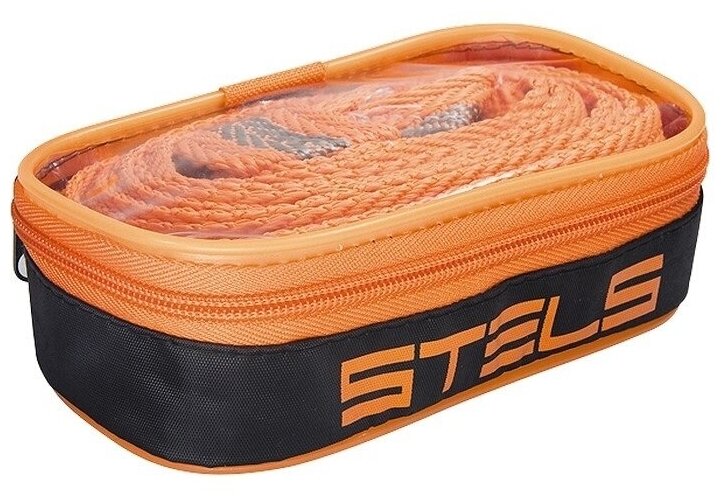 Ленточный буксировочный трос STELS 54381, 5 метров (5 т) оранжевый/серый