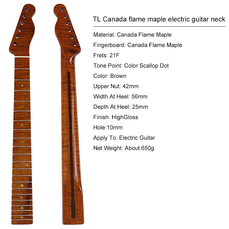 Гриф для электрогитары Telecaster, кленовый, 21 лад, Bestwood TL M7 High Gloss