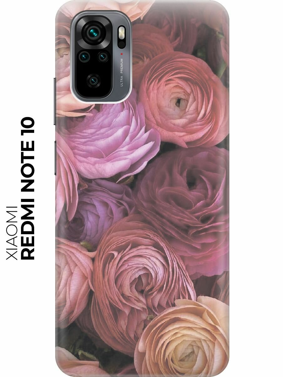 Силиконовый чехол Букет розовых роз на Xiaomi Redmi Note 10 / Note 10S / Poco M5s / Сяоми Редми Ноут 10 / Ноут 10С / Поко М5с