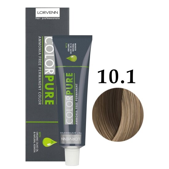 Краска для волос безаммиачная Lorvenn Color Pure, тон 10.1