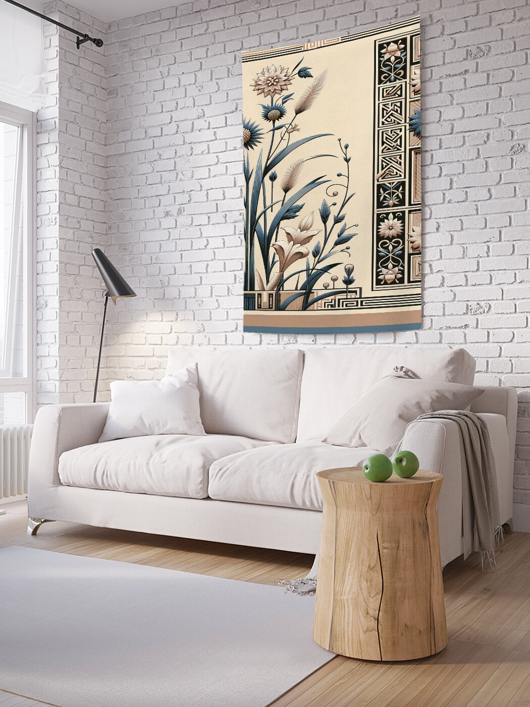 Фотопанно на стену вертикальный из ткани постер 100х150 "Обои с цветами", JoyArty