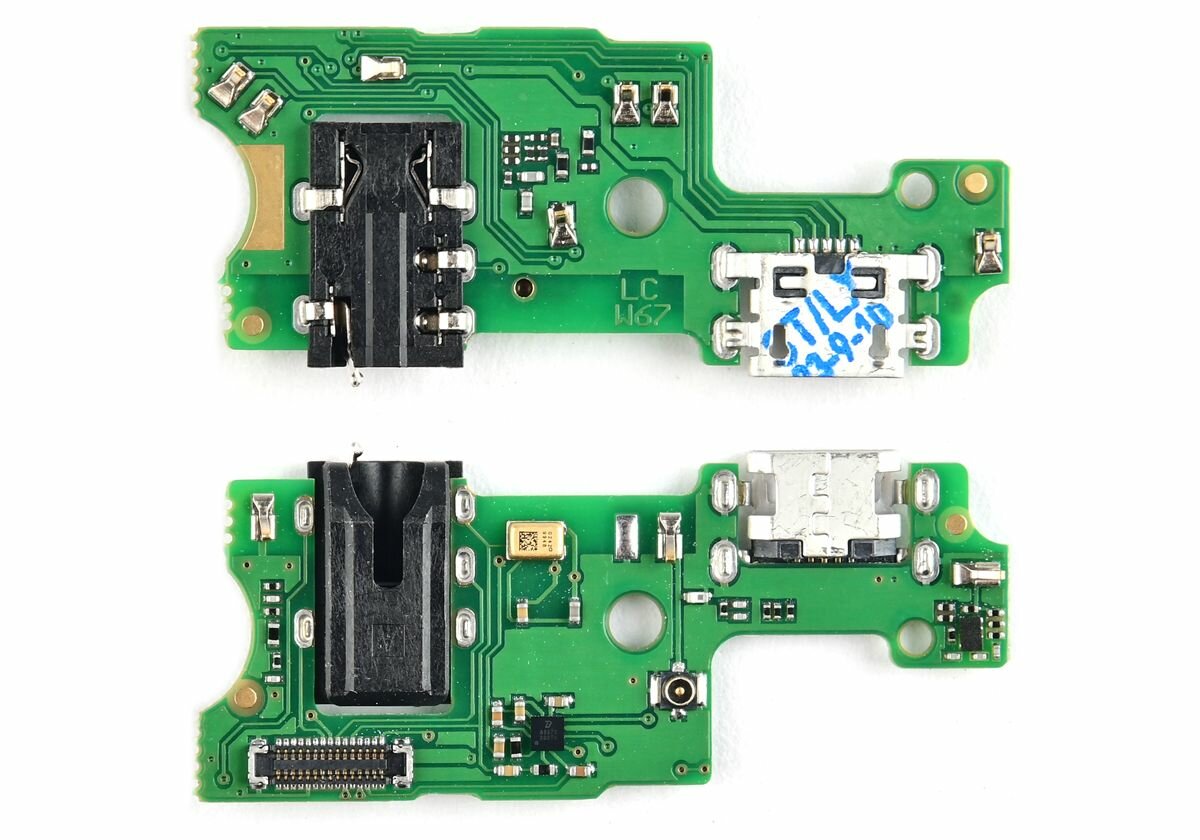 Нижняя плата зарядки (шлейф) для Infinix Hot 10S (X689D) c разъемом зарядки, гарнитуры (наушников) и микрофоном