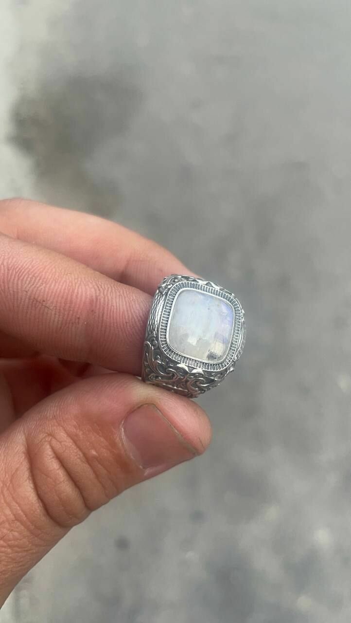 Кольцо, серебро, 925 проба, лунный камень