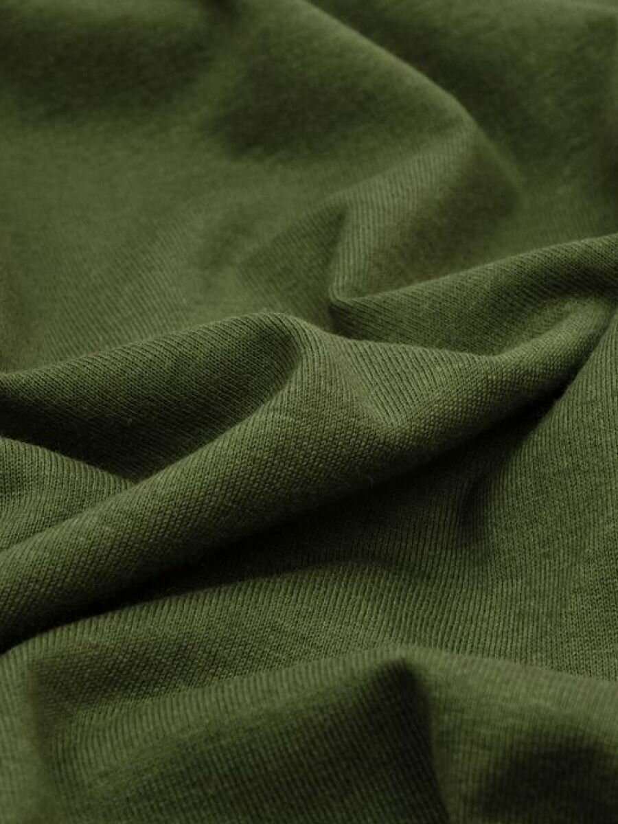 Кулирка ткань для шитья хлопок с лайкрой отрез 1м зеленый хаки