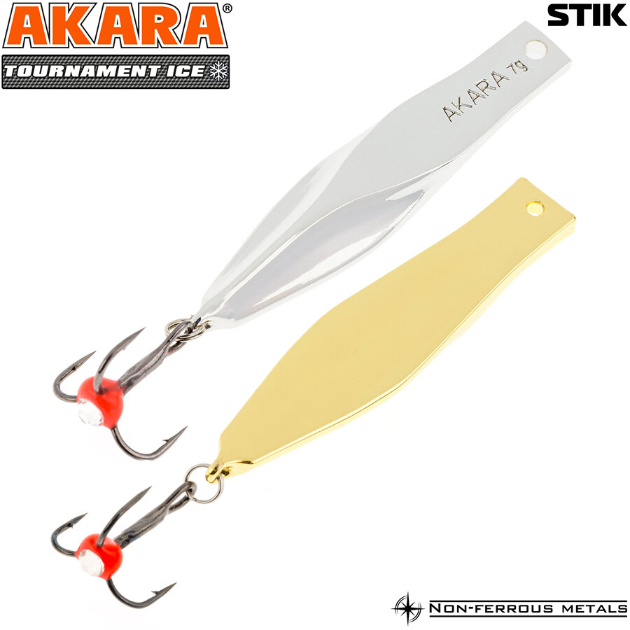 Блесна зимняя Akara Tournament Ice Stik 80 20 гр. SIL/GO