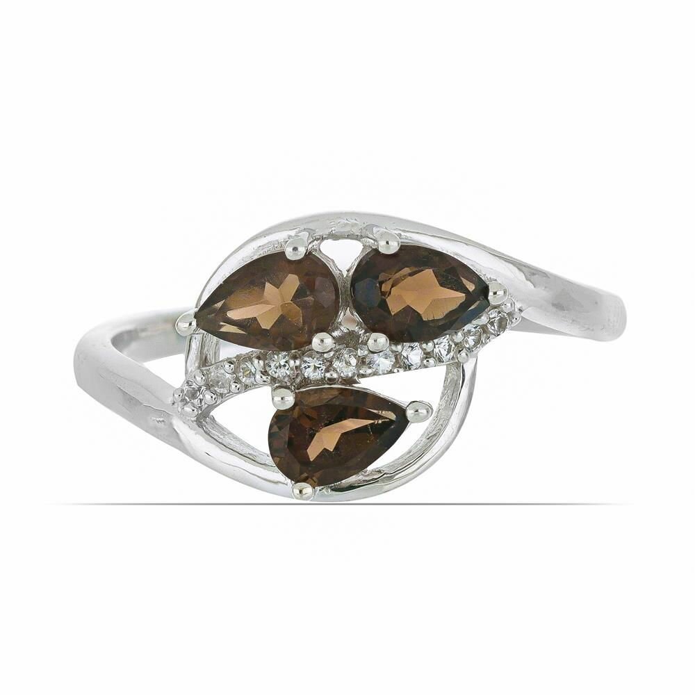 Кольцо, серебро, 925 проба, родирование, кварц, топаз