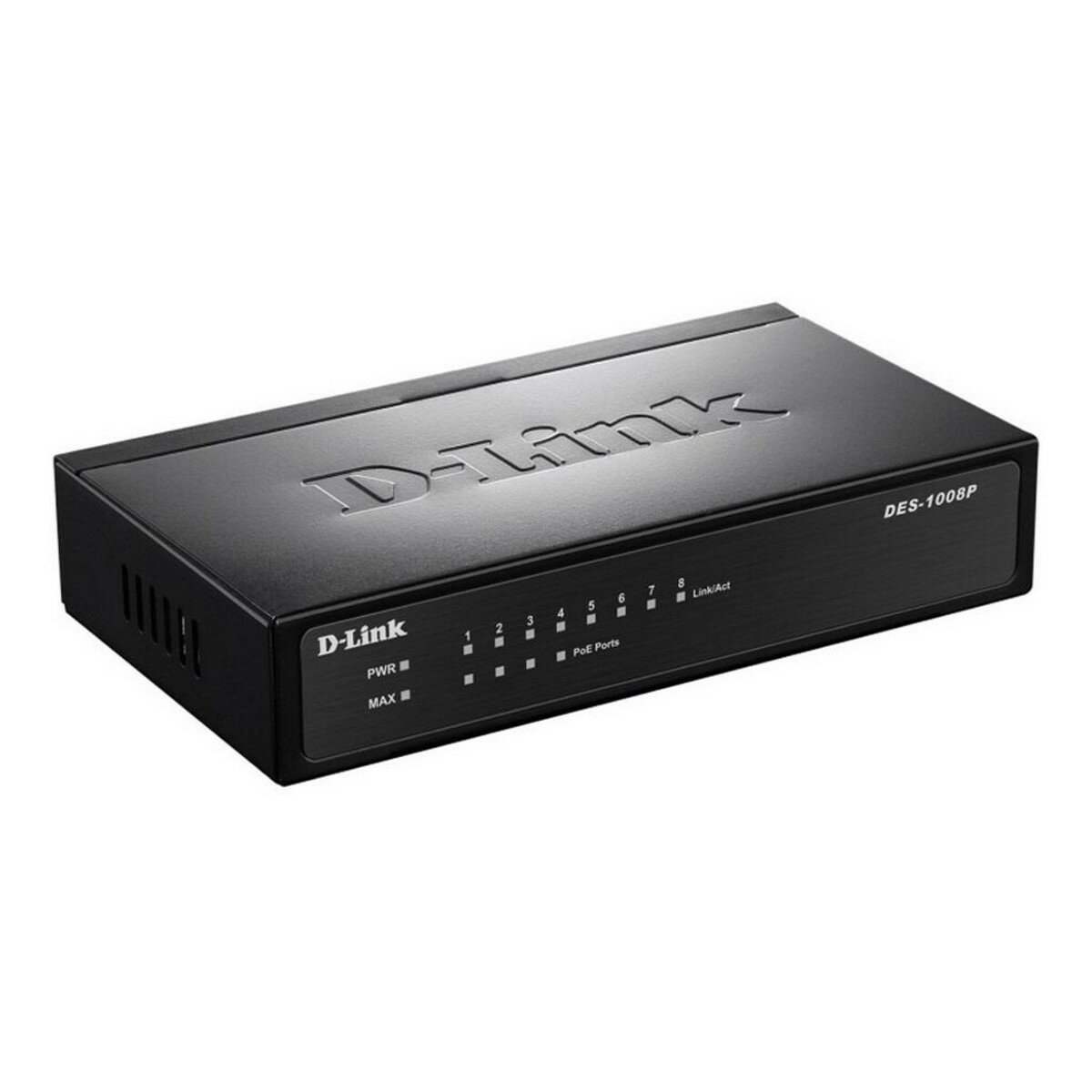 Коммутатор D-Link DES-1008P/C1A, неуправляемый, с 8 портами, черный