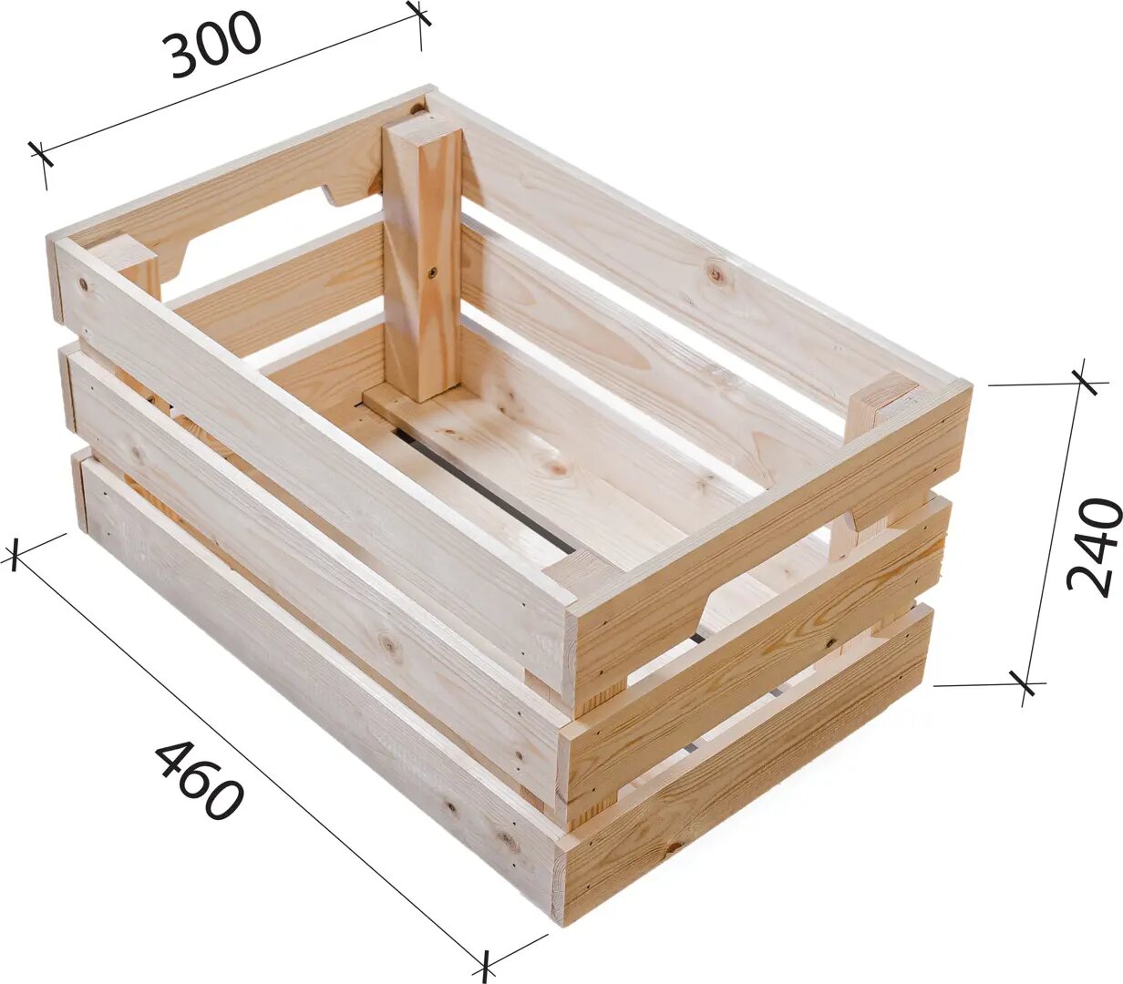 Ящик для хранения 46x30x24 см 27 л дерево цвет натуральное дерево