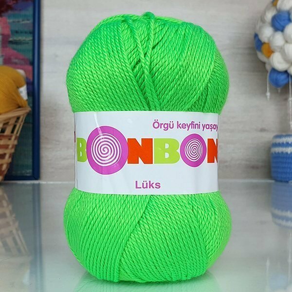 Пряжа Nako BONBON LUKS 98395 яр. зелень (5 мотков)
