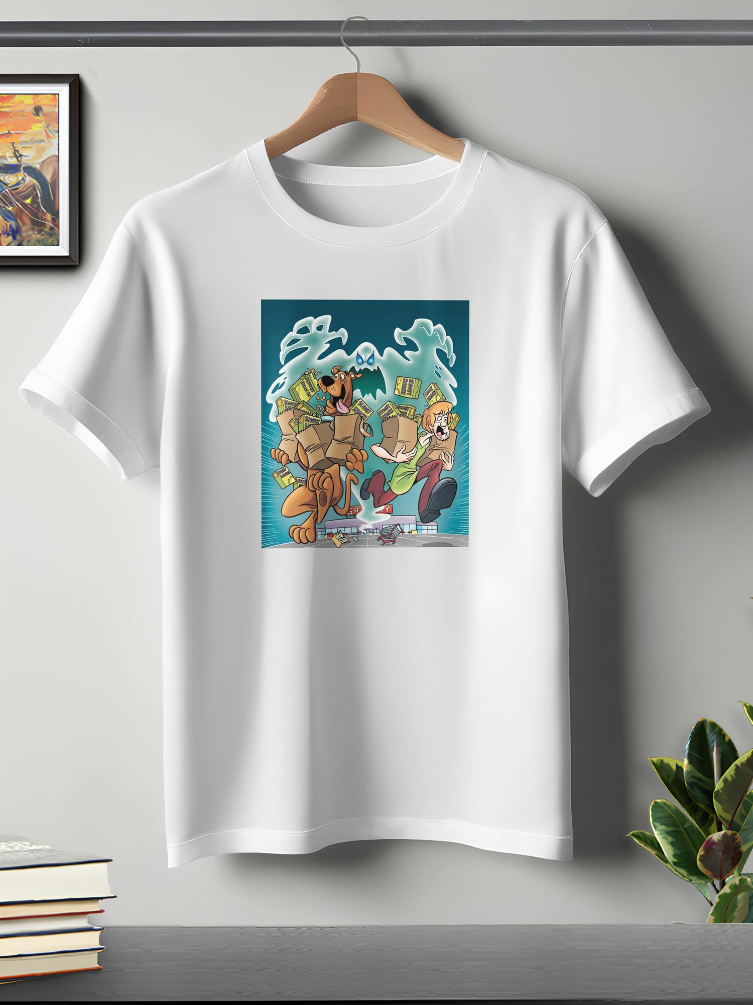 Футболка  Детская ONEQ 164 (14-15) размер с принтом Скуби-Ду, белая