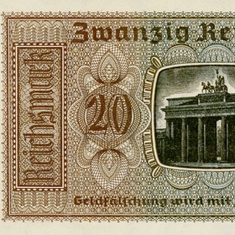 20 рейхсмарок 1938 Германское государство, сувенирная копия, банкноты и купюры редкие коллекционные