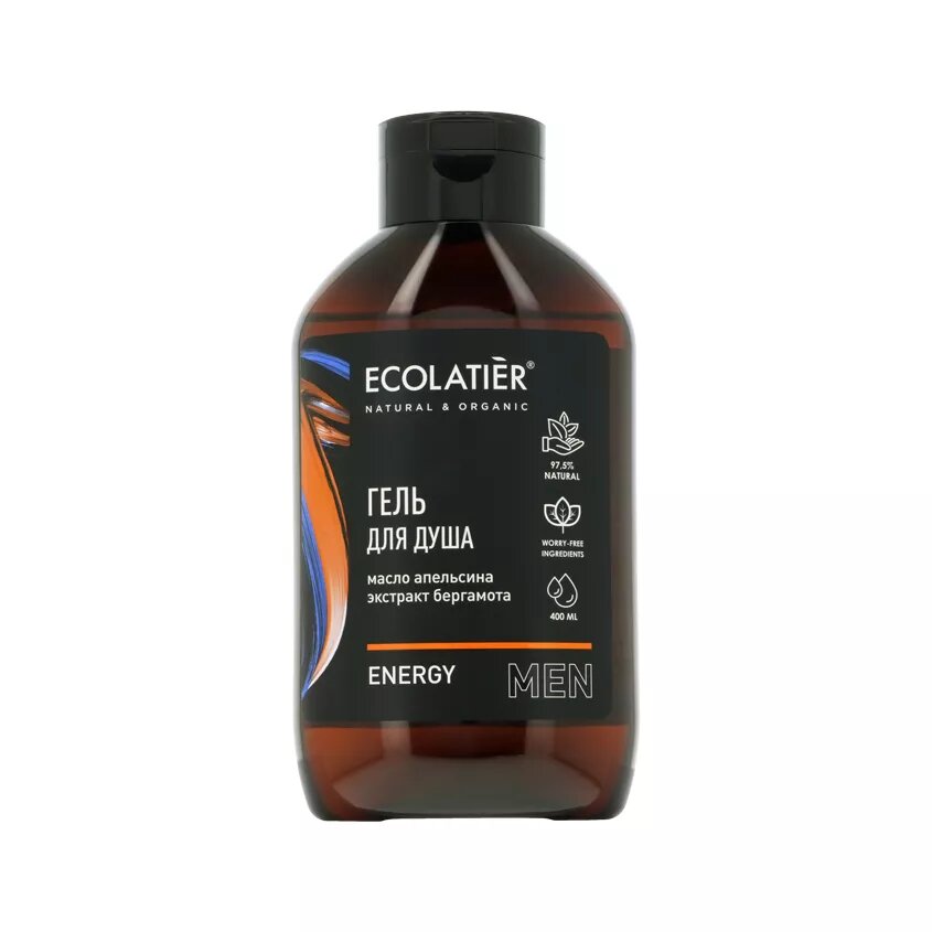 Гель для душа ECOLATIER MEN Energy с маслом апельсина и экстрактом бергамота 400 мл