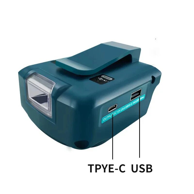 Для Makita 14,4 В/18 В литий-ионный аккумулятор BL1830 Адаптер рабочего освещения Type-C Dual USB-конвертер со светодиодной лампой и фонариком для Makita