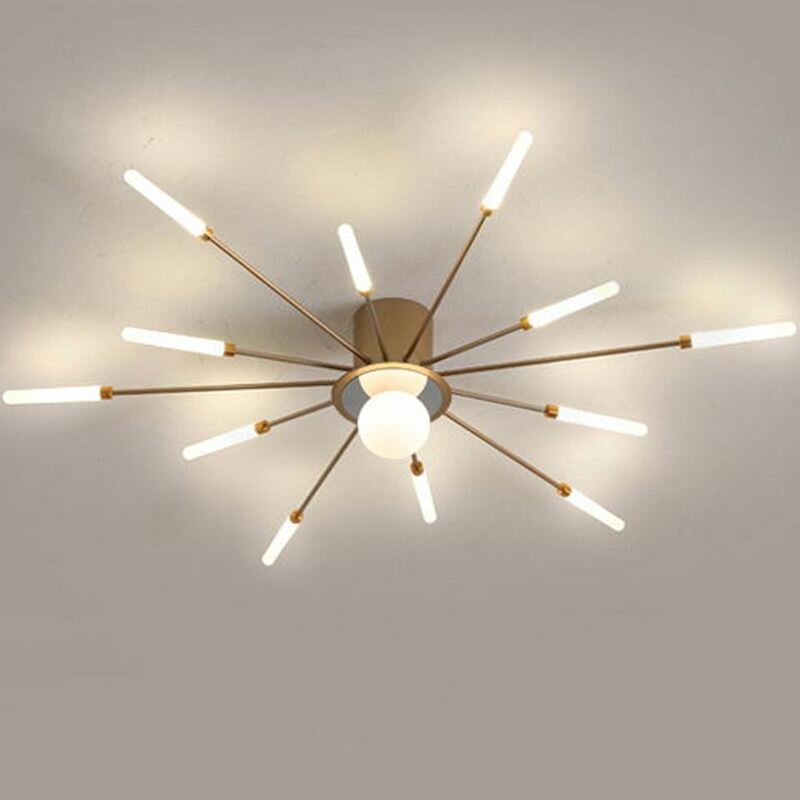 Креативный дизайн, форма фейерверка, потолочный светильник, модель C, золото, 12 головок, 80 см, нейтральный свет