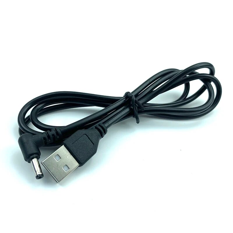 USB кабель питания 5В, разъем 3.5x1.35 мм, черный, Right Angle