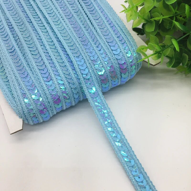 Кружевная лента с пайетками, цвет Sky Blue, 3 ярда
