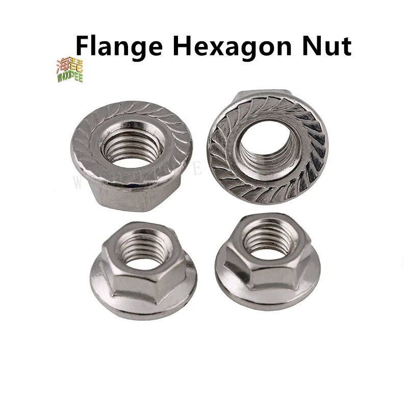 10 шт. нержавеющие гайки WHOOPEE из стали 304 5score16 -18, Flange Hexagon Nut
