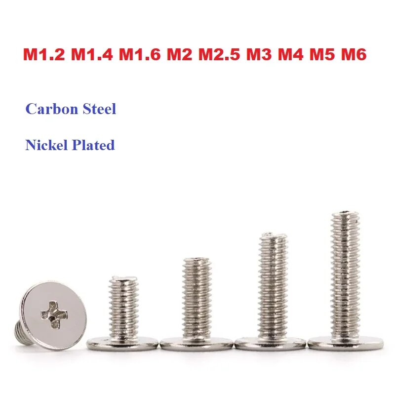 Ультратонкие никелированные винты для ноутбука M1.2-M6 M4-30PCS, 4 мм