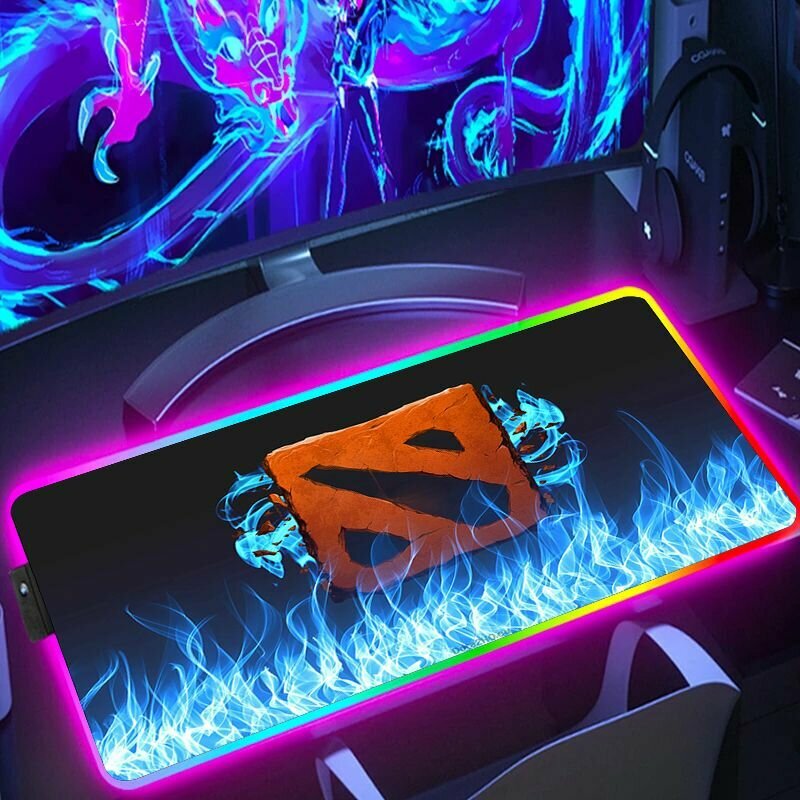 Игровой коврик Dota 2, 90x40 см, с RGB-подсветкой, нескользящий, прошитые края 40x90xxl