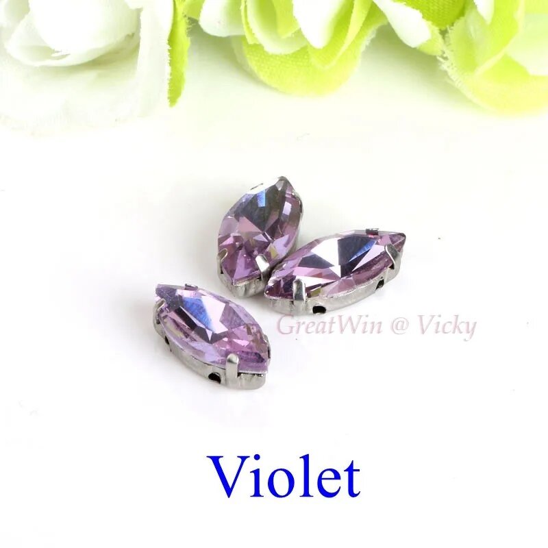 Стразы стеклянные "Конский глаз" VVjast Фиолетовый, 7x15mm 20pcs, Violet