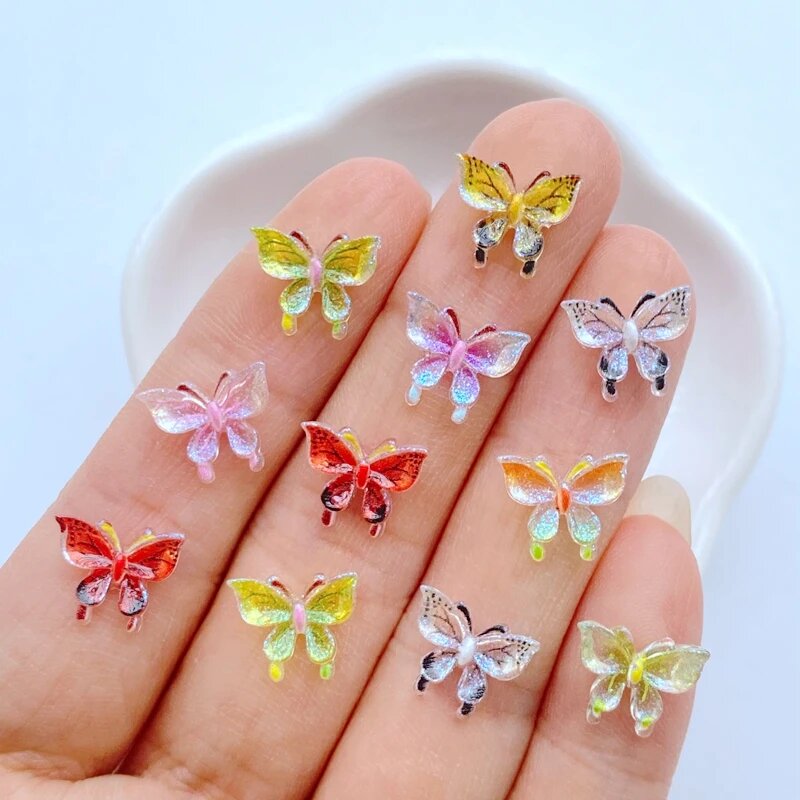 50 шт. мини блестящие бабочки из полимера TSXJY для украшений Mixed