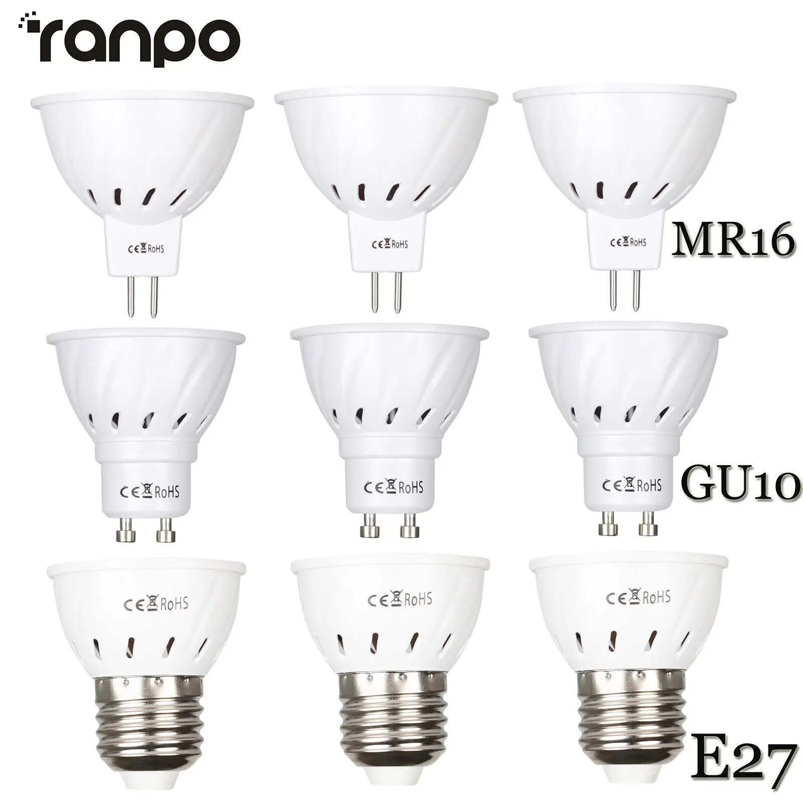 RANPO Светодиодная лампа GU10 MR16 4-8Вт GU10, 12V-24V, Neutral White, 6W