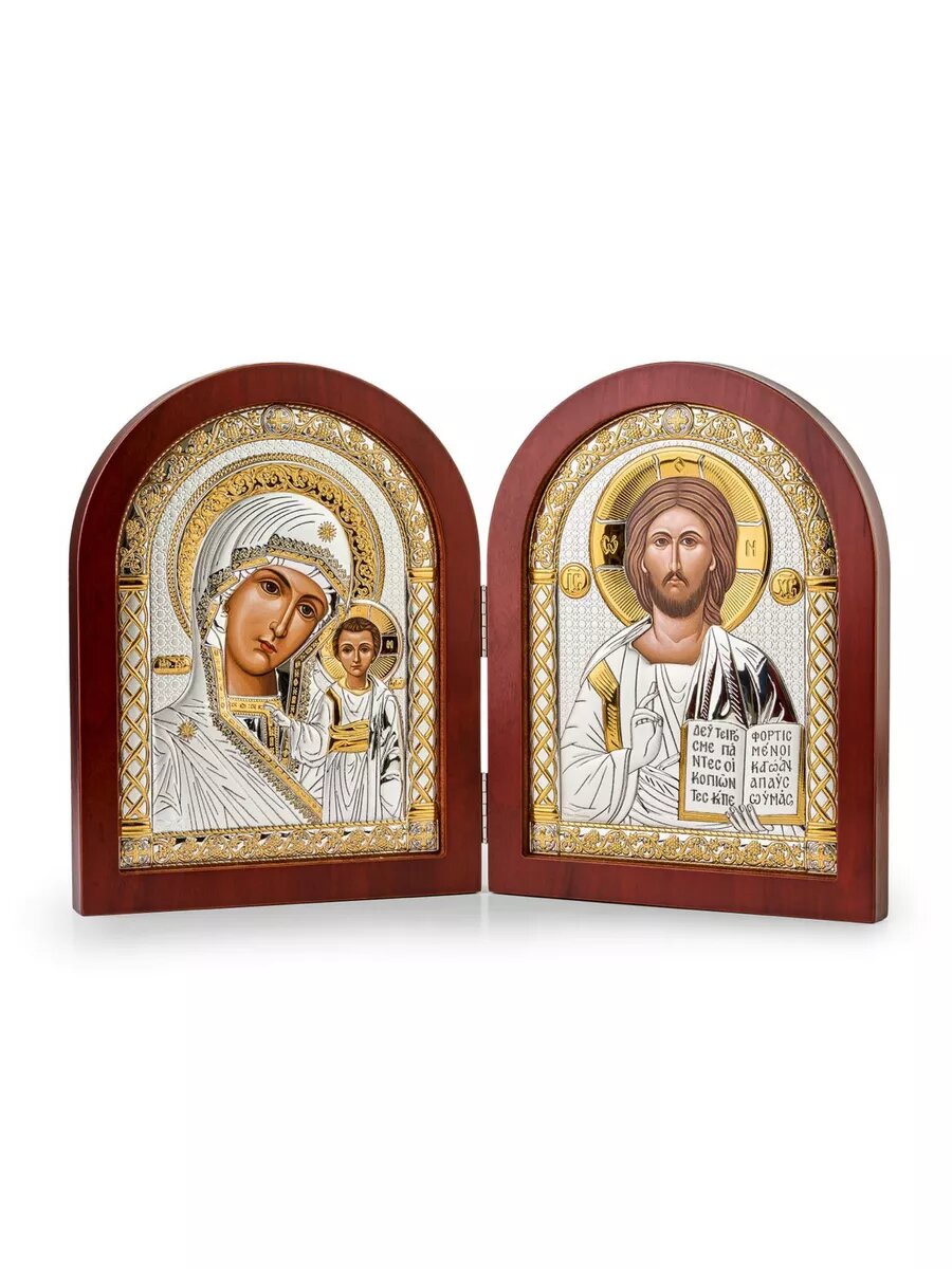 Икона серебряная, греческая Складень, 200x300 мм.