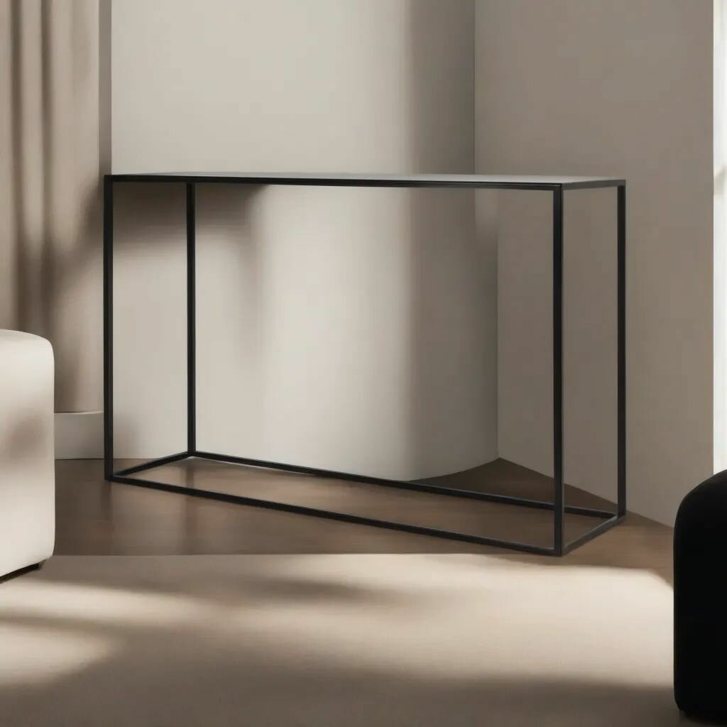 Консольный столик, туалетный столик Norman 1400х875х280мм (черный/стекло серое графит)