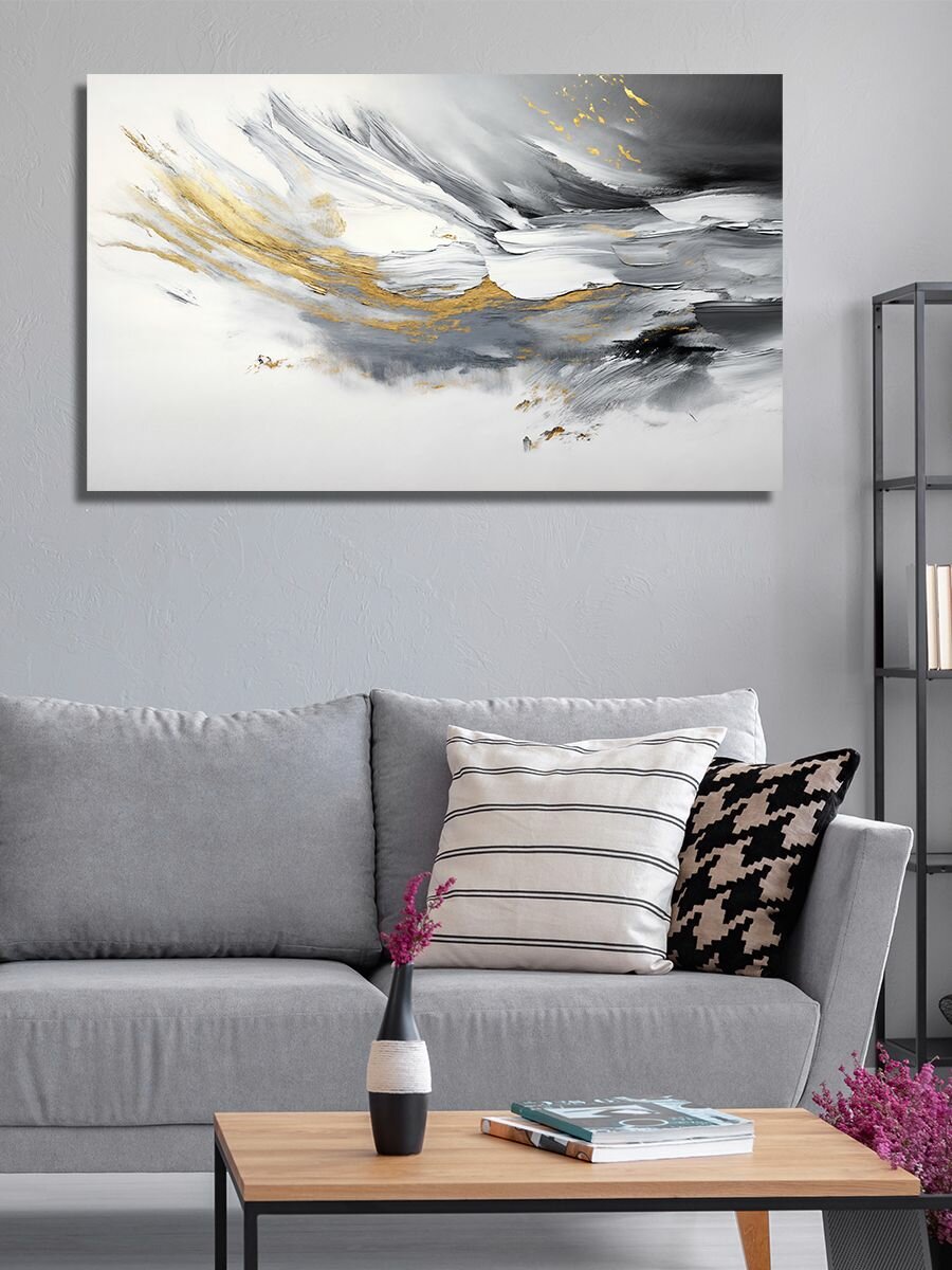 Картина на холсте LOFTime 60х100 Абстракция сер зол 17 КБ-1093-60100