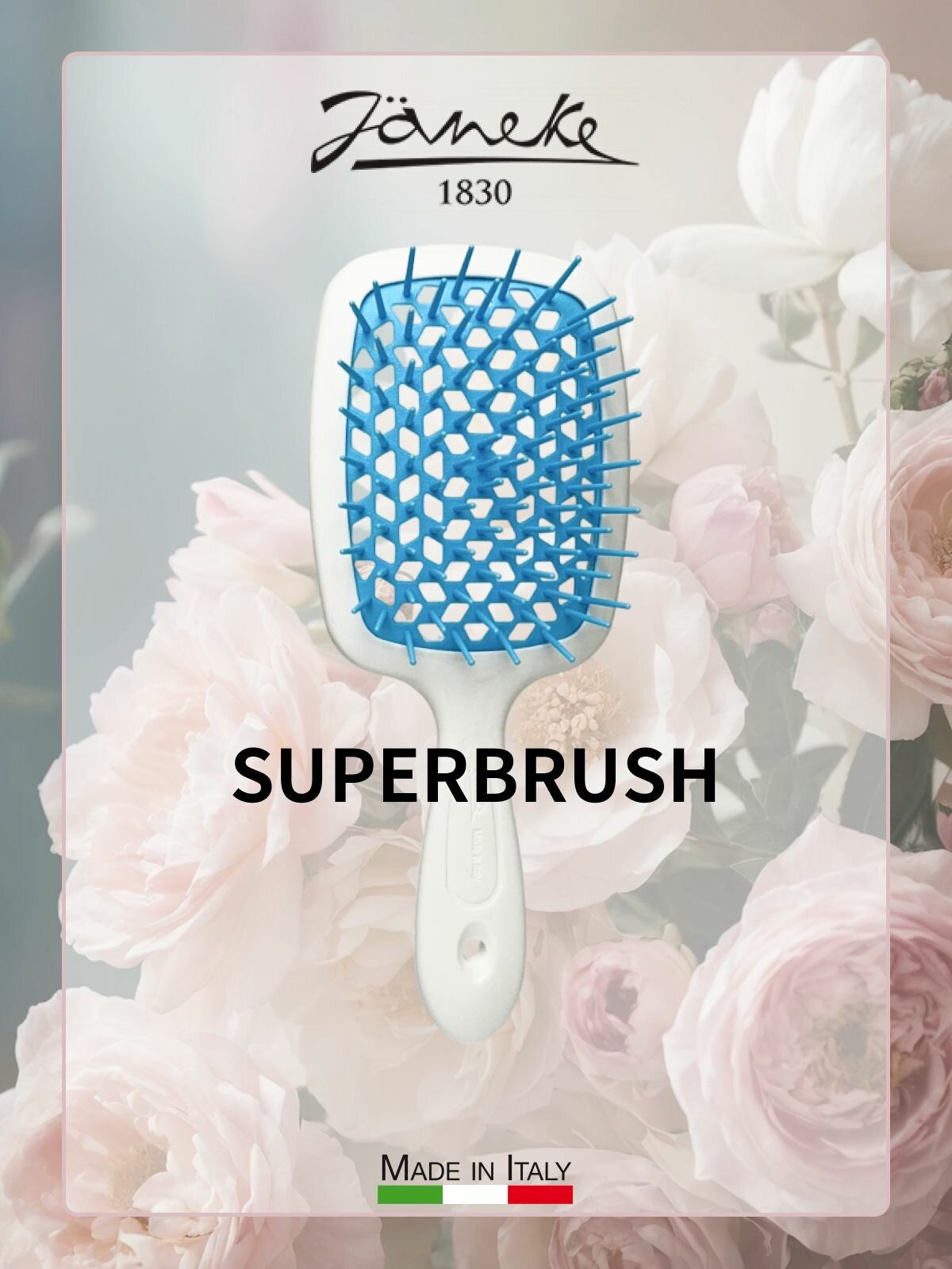 Janeke SUPERBRUSH Щетка для волос, SP226BIATSE, белый/голубой, 20,3x8,5x3,1 см