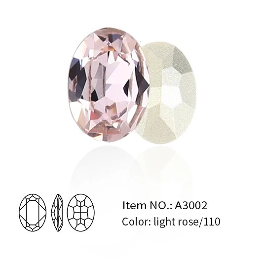 Стразы овальные Light Rose 110, 13x18mm, K9 стекло