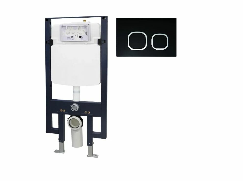 Инсталляция для унитаза комплект 3в1 ARROW, с кнопкой смыва черного цвета