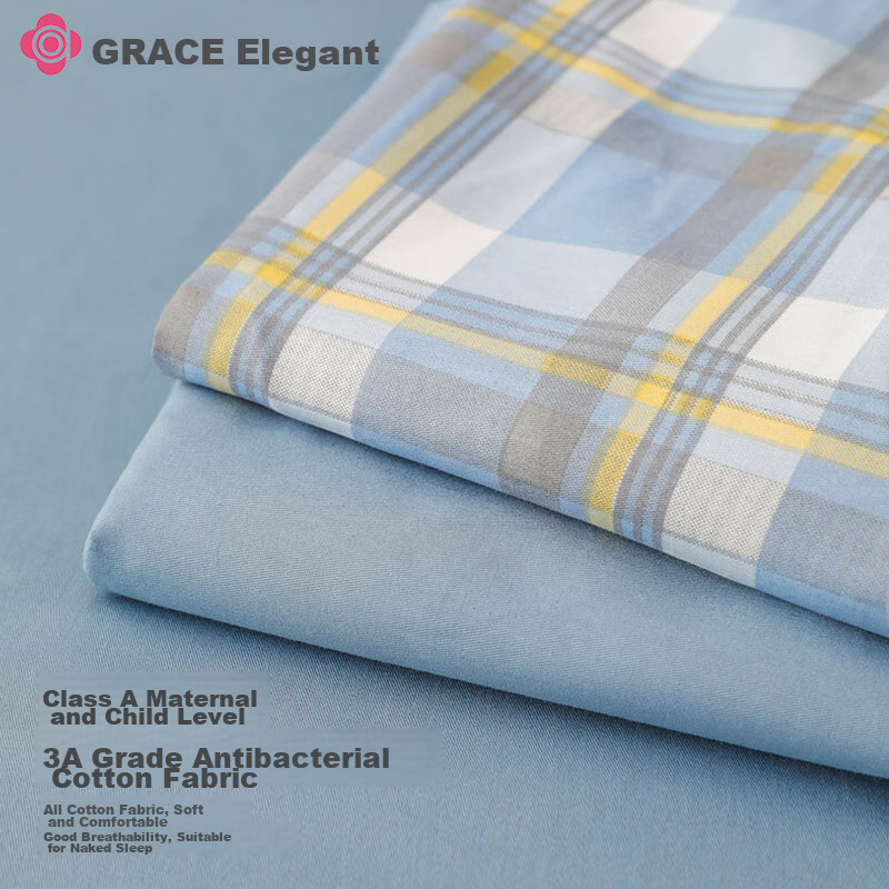 Grace 100% Pure Cotton Antibacterial Duvet Cover, Single Piece, All-Season, Gentleman Pattern, 180*220cm