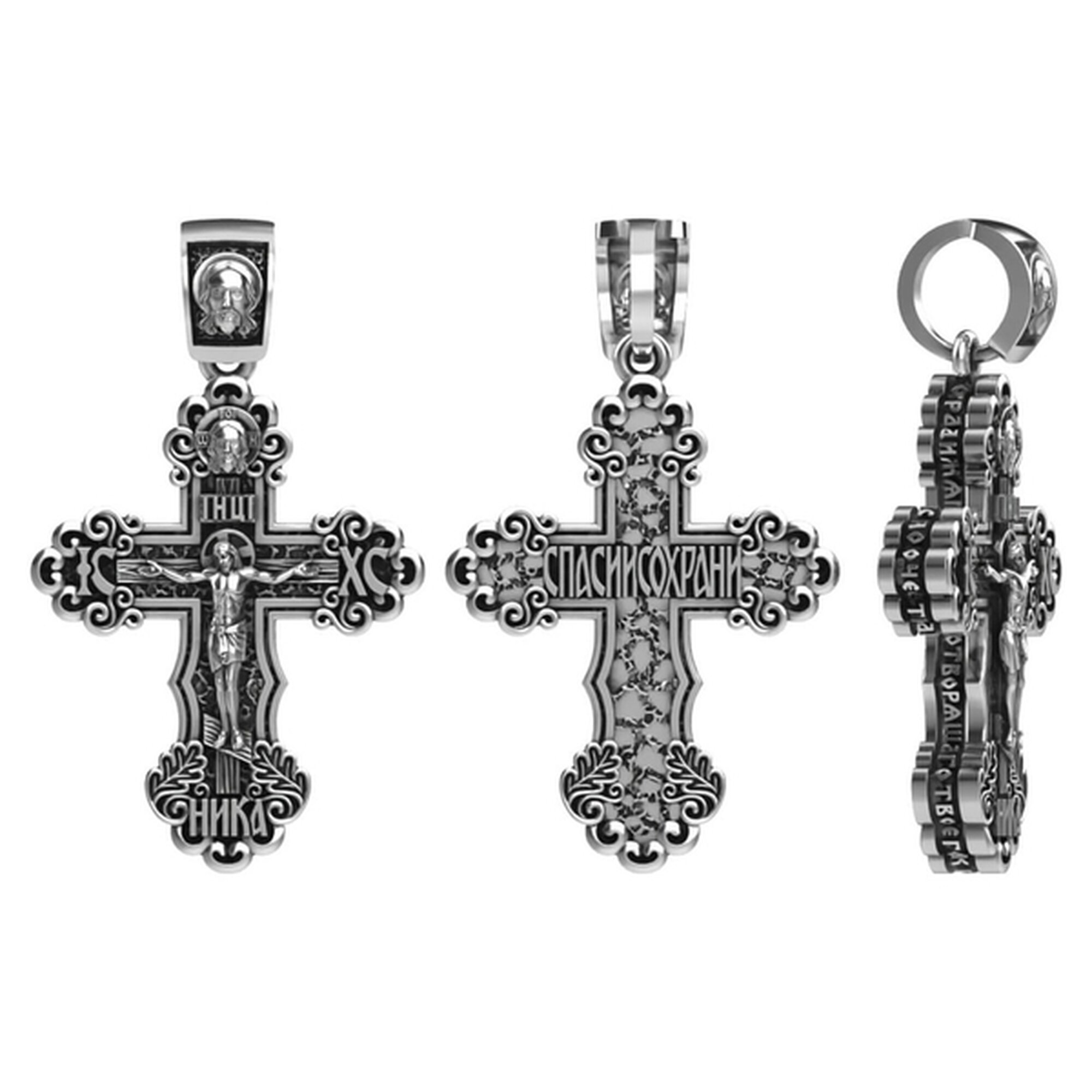 Крестик, серебро, 925 проба, чернение