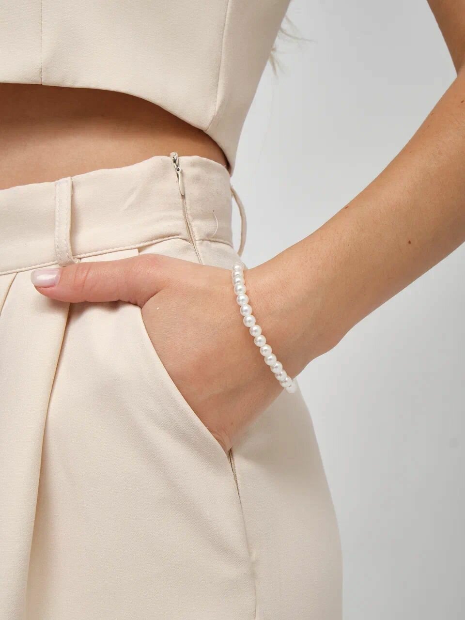 Браслет-нить, жемчуг имитация