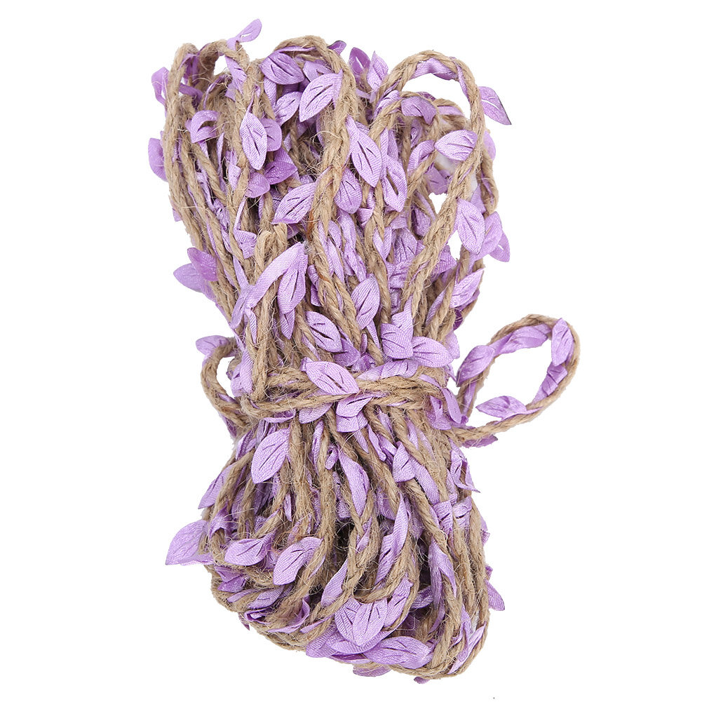 10 метров искусственных листьев ленты плетеные гирлянды плетение пеньковой веревки букет DIY аксессуары Фиолетовый