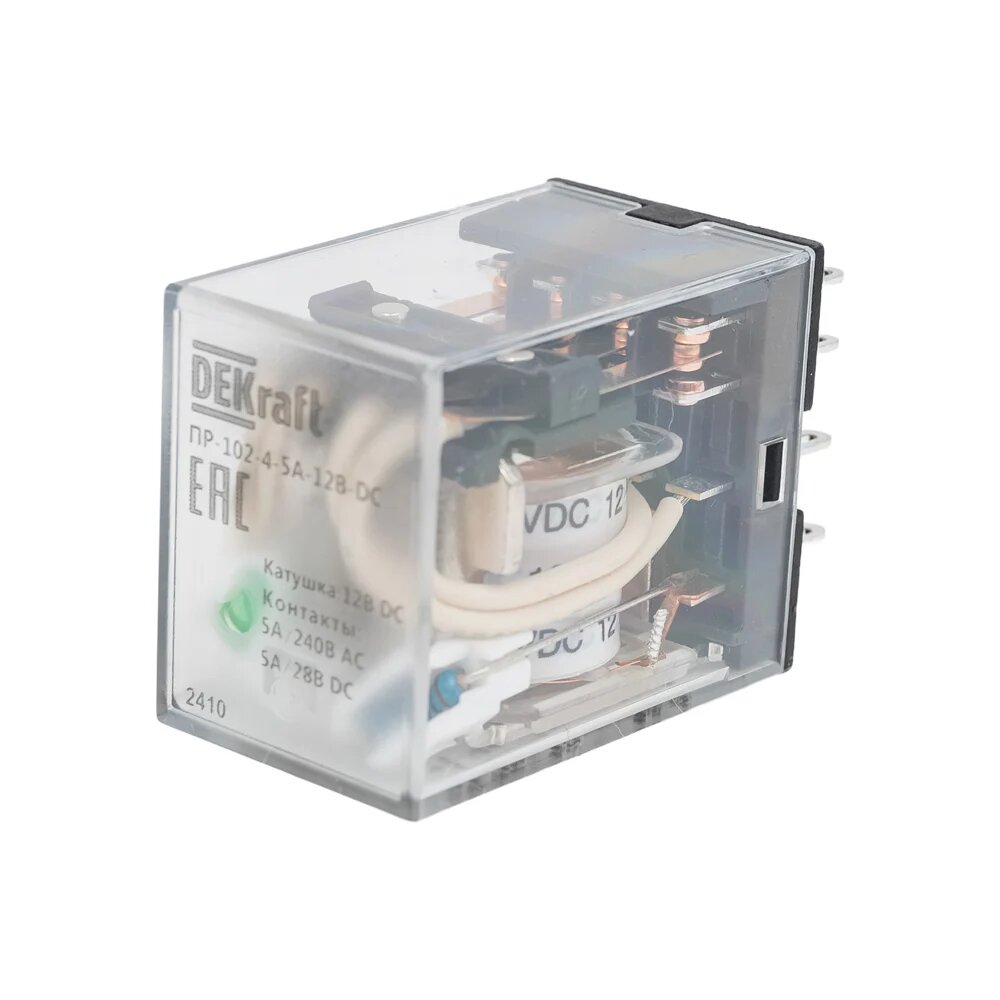DEKraft промежуточное реле 4 конт. с led инд. 5а 12в dc пр-102 23886DEK