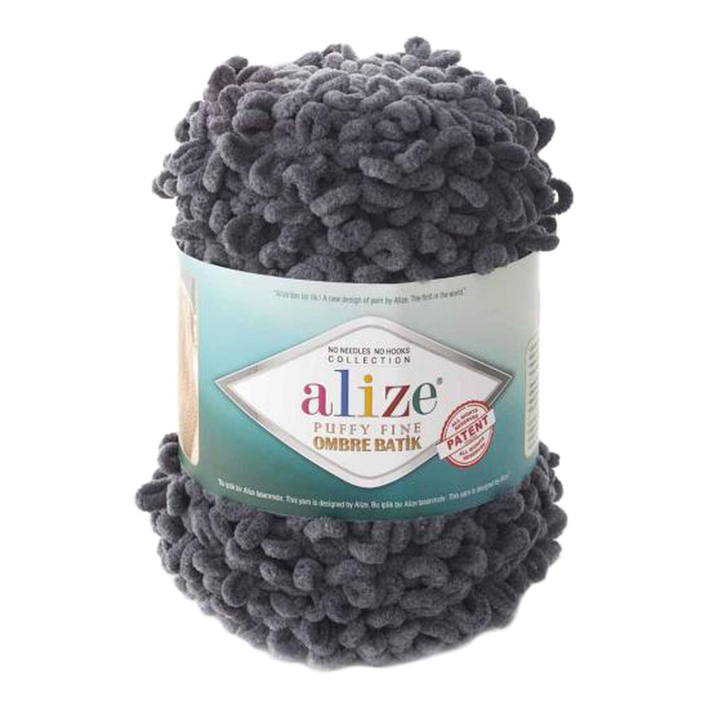 Пряжа для вязания Alize Puffy fine ombre batik 7259 серый 500 гр/73 м 100% микрополиэстер