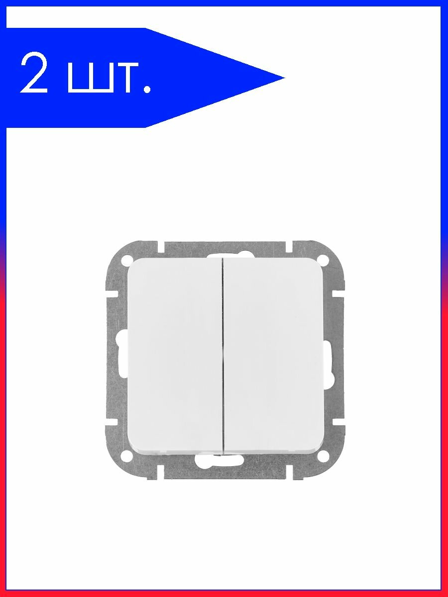 2 шт. Переключатель встраиваемый В Рамку Двухклавишный Белый глянцевый IP20 10А 250В ASTRUM Bylectrica