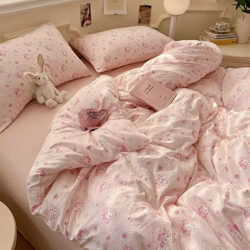 Комплект постельного белья MINISO Hello Kitty розовый 220x260cm 3PCS, Черный