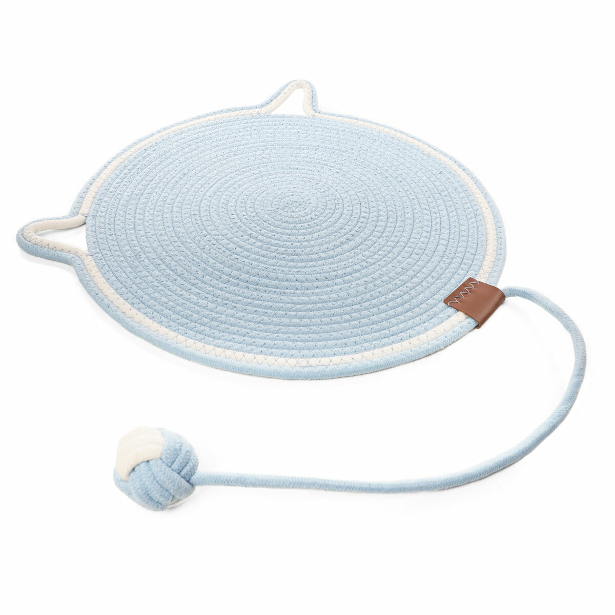 Triol Когтеточка-коврик из хлопкового шнура с шариком "Ушки", голубая, 40*40см