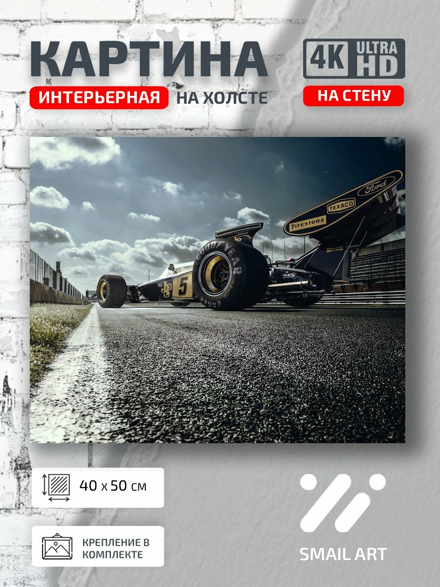 Картина на холсте интерьерная 40 на 50 на стену Формула-1 lotus для студии авто дизайн
