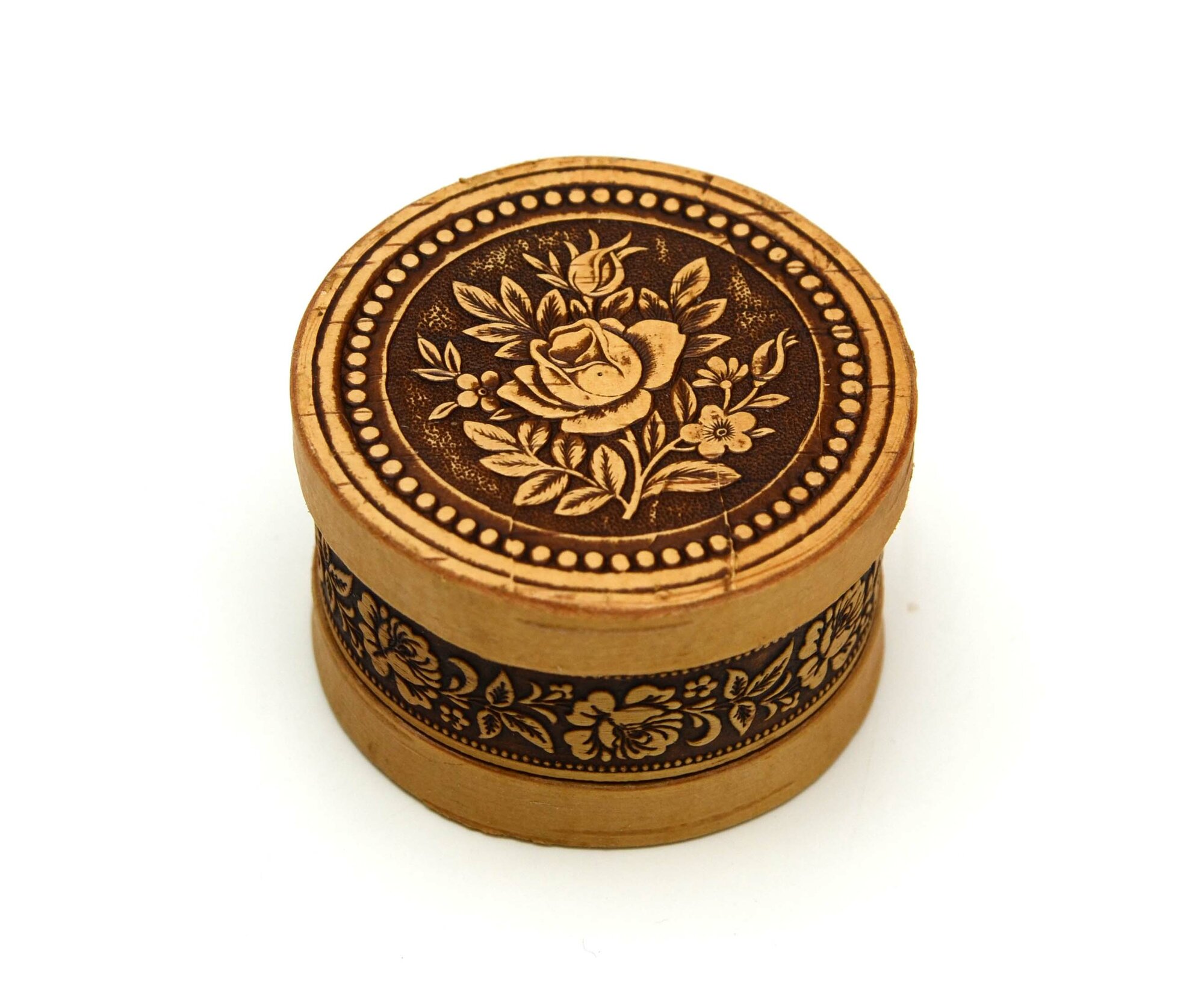 Шкатулка из бересты маленькая "Роза"