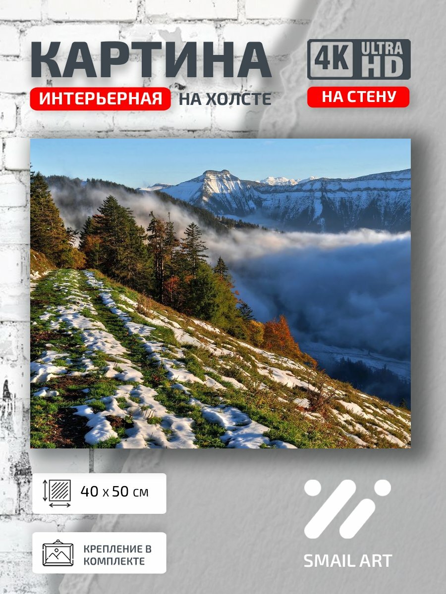 Картина на холсте интерьерная 40 на 50 на стену Тучи Landscape для гостиной пейзаж интерьер