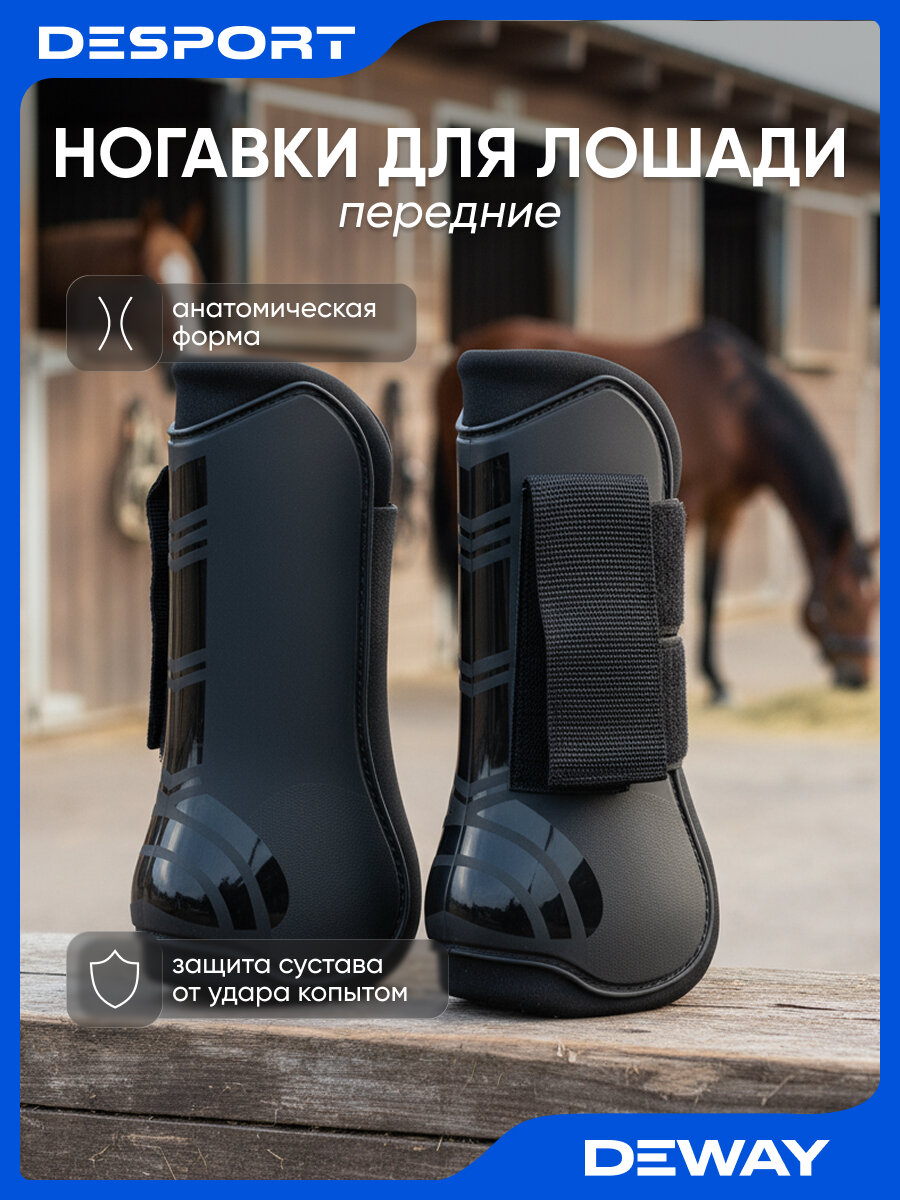 Ногавки передние для лошади черные DEWAY 500, M