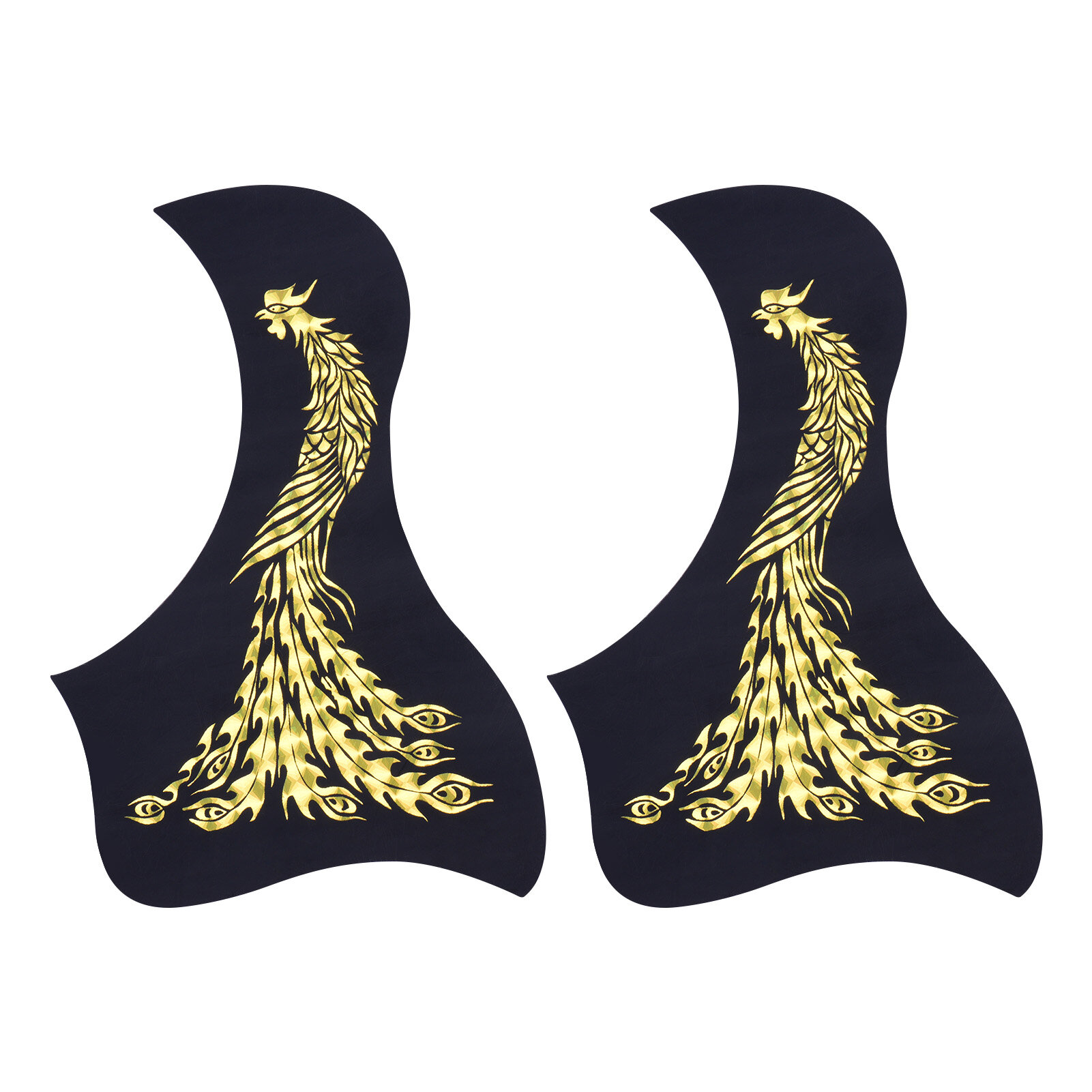 Самоклеющаяся Грифпластина для Гитары Антицарапатная для Акустической Гитары 40/41 Дюйма 2 Шт, Цвет: Золотой Цветок, Серебряный Цветок, Золотой Феникс, Серебряный Феникс, Материал: ПВХ, Размер Грифпластины: 18*11.5*0.1см