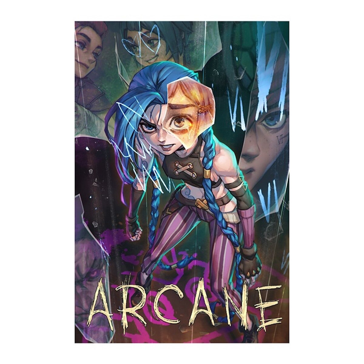 Постер аниме-арта Arcanes Jinx, настенное искусство, картина, домашний декор, семейный декор, постер, художественные принты