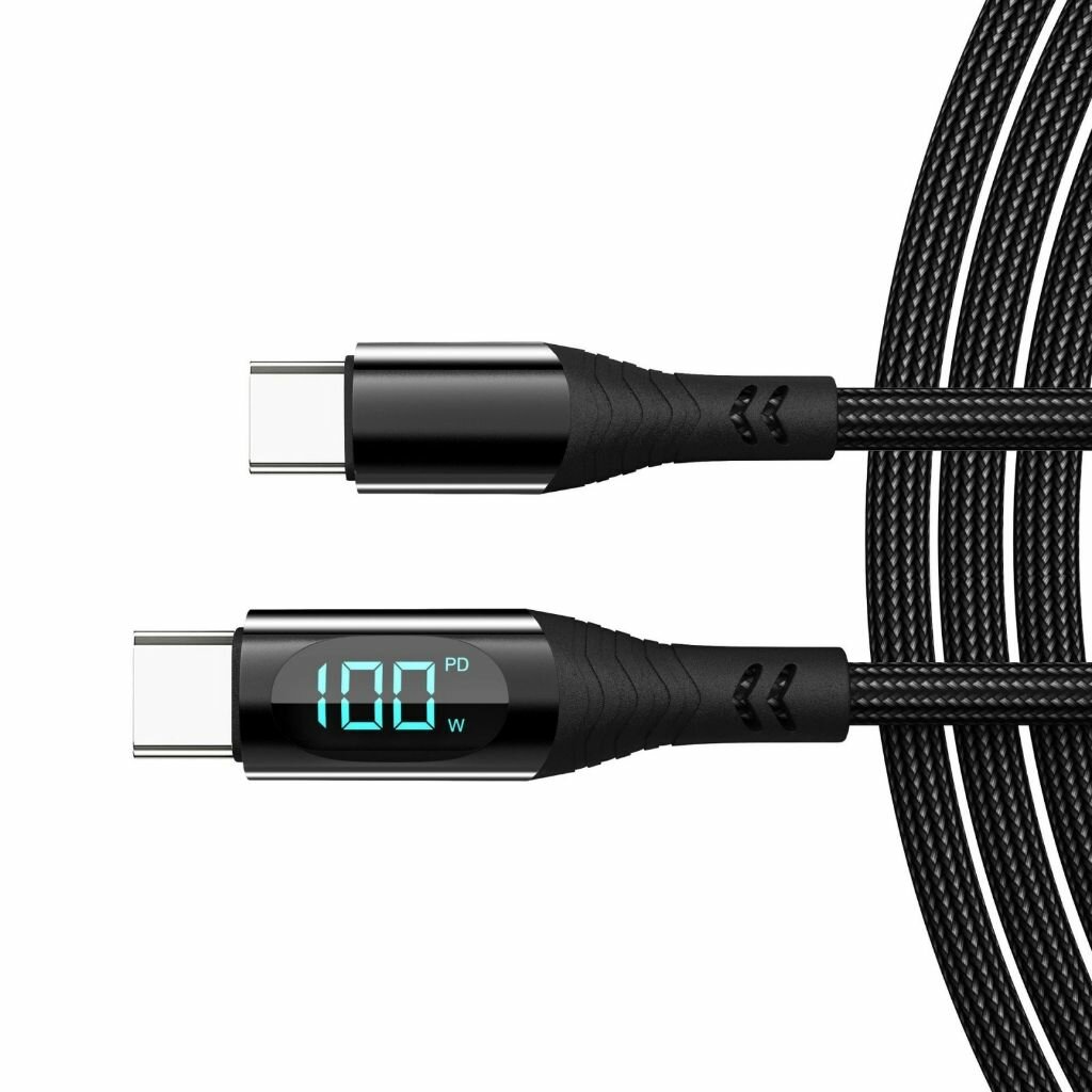 Аудиокабель, Подключение USB Type C мощностью 100 Вт к кабелю с цифровым экраном, только для быстрой зарядки