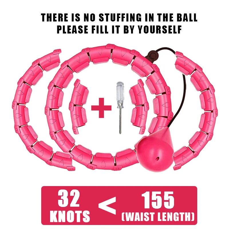 Розовый фитнес-хулахуп с утяжелителями 32 Pink